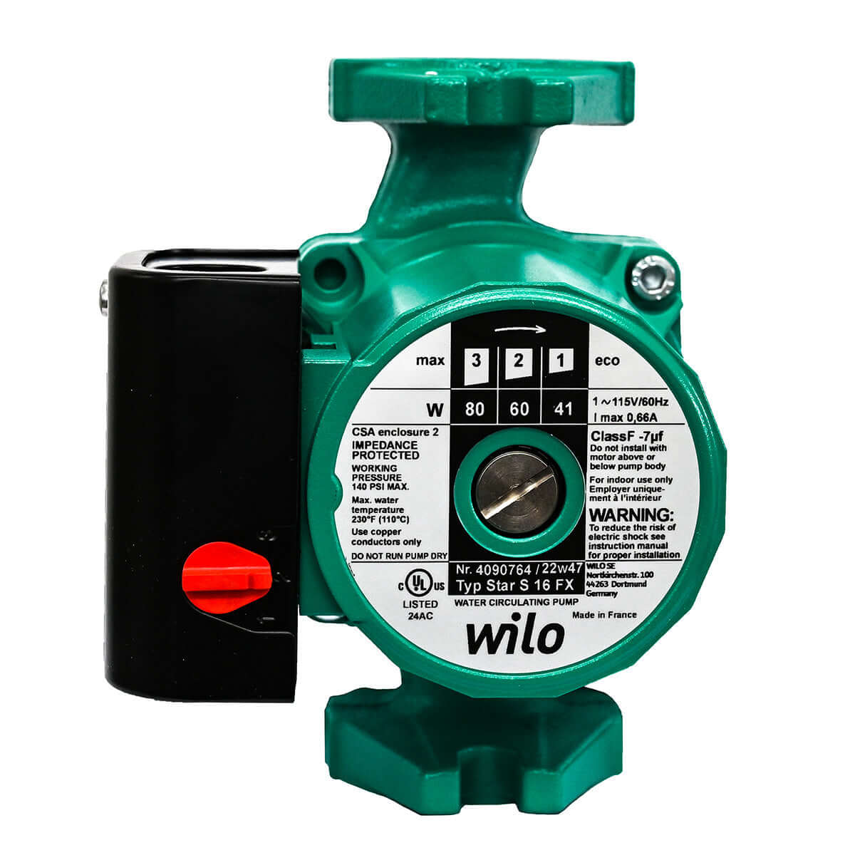 Wilo Star S 16 FX 115V 3-Speed Cast Iron Star Series Circulator Pump ...